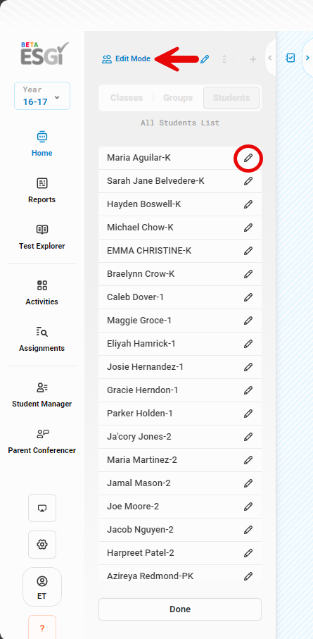 Edit or Remove Students